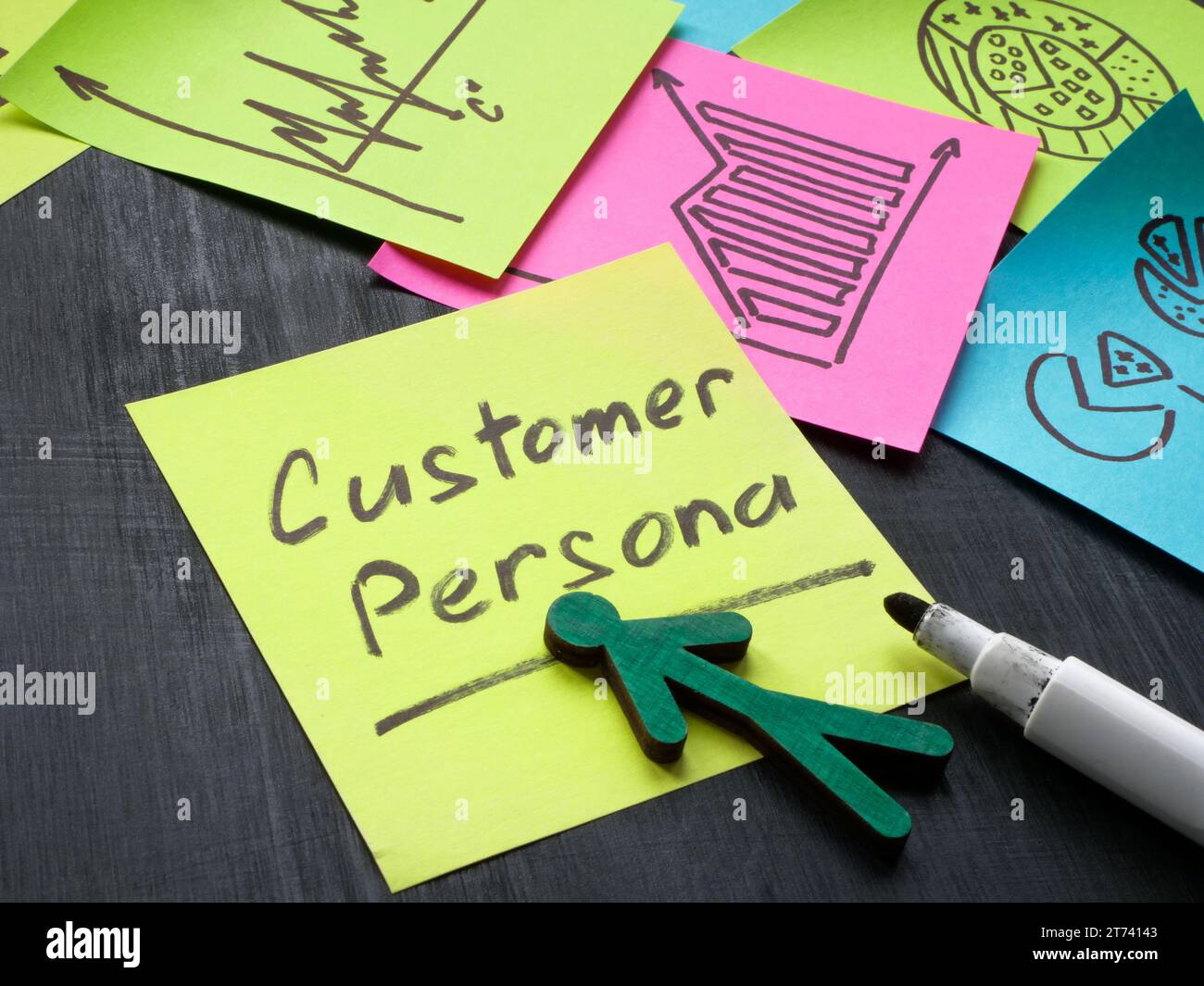 Sticker with customer persona and marker Stock Photo - Alamy