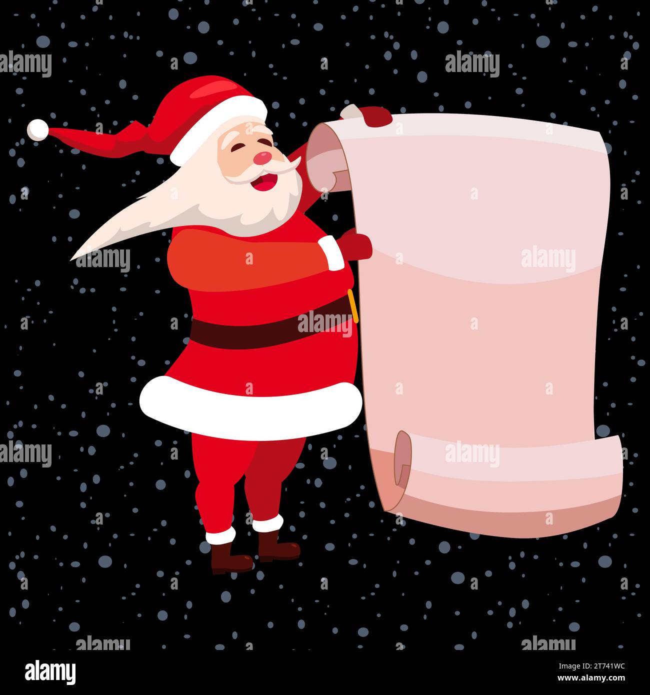 Santa Claus holds a scroll in his hands, parchment vintage Stock Vector ...