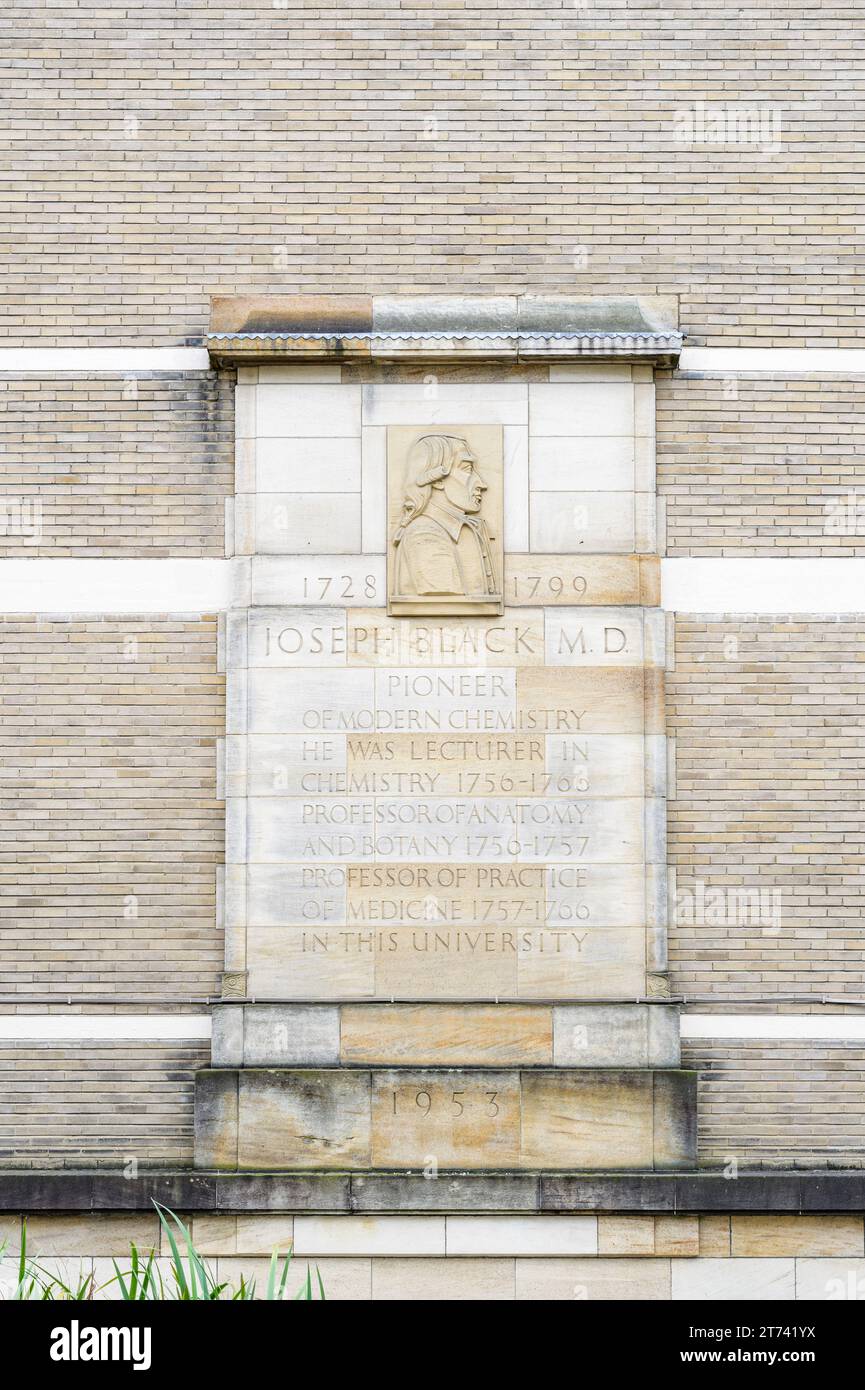 Stone memorial plaque dedicated to Joseph Black M.D., lecturer and ...
