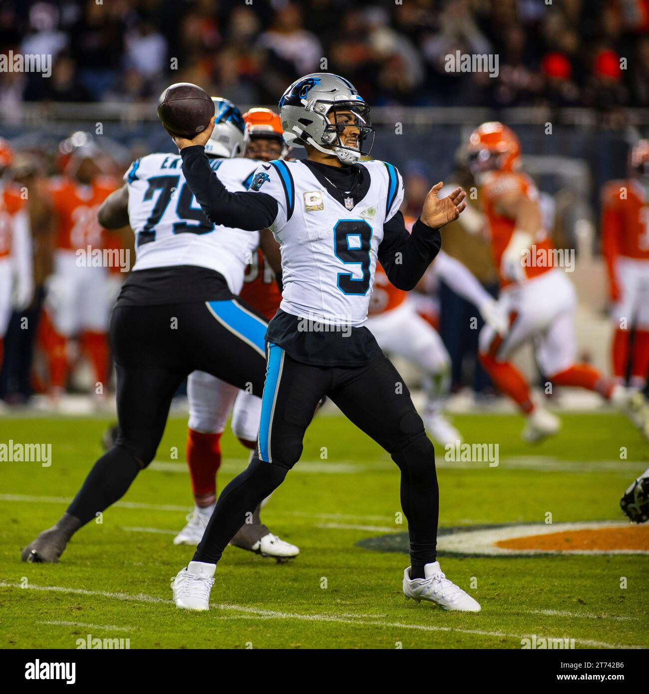 November 09, 2023: Panthers quarterback #9 Bryce Young in action during ...