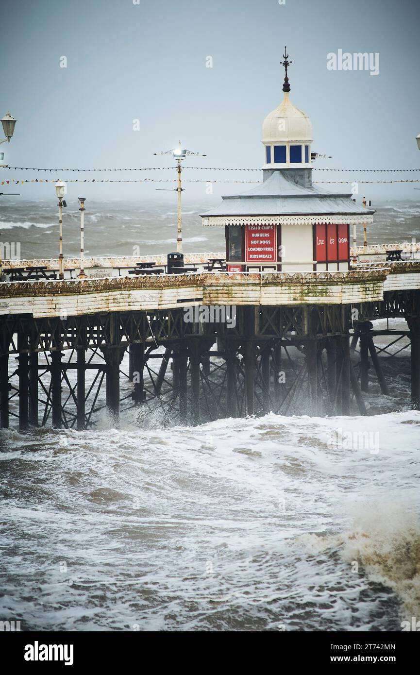 Storm Debi blowing in Blackpool in November 2023 Stock Photo - Alamy