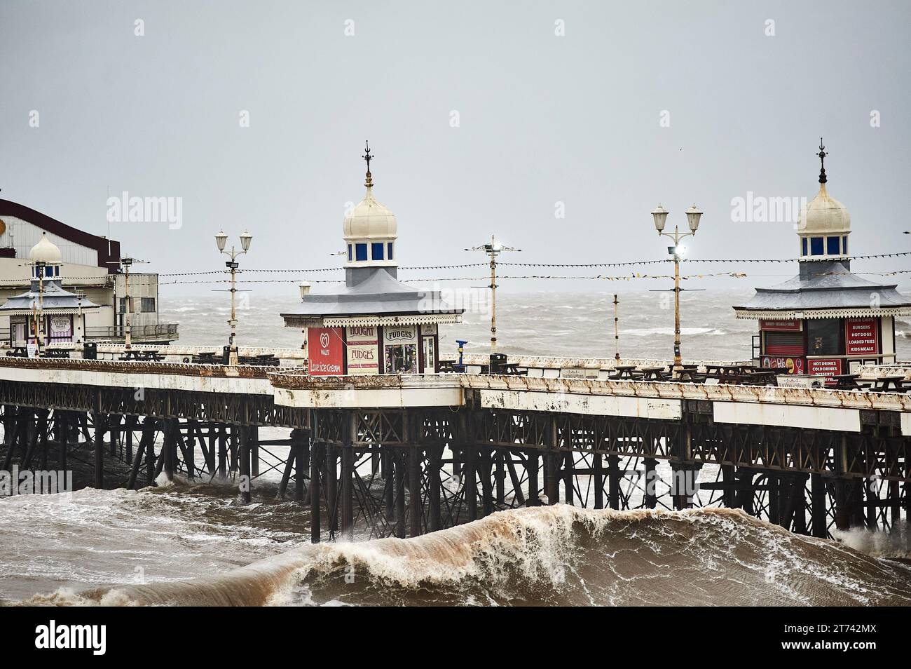 Storm Debi blowing in Blackpool in November 2023 Stock Photo - Alamy