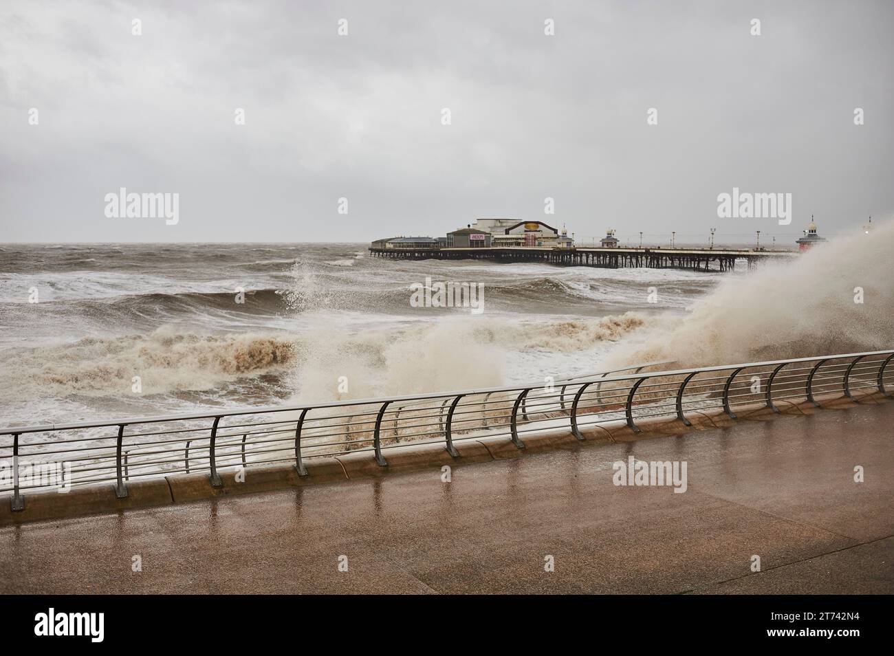 Storm Debi blowing in Blackpool in November 2023 Stock Photo - Alamy