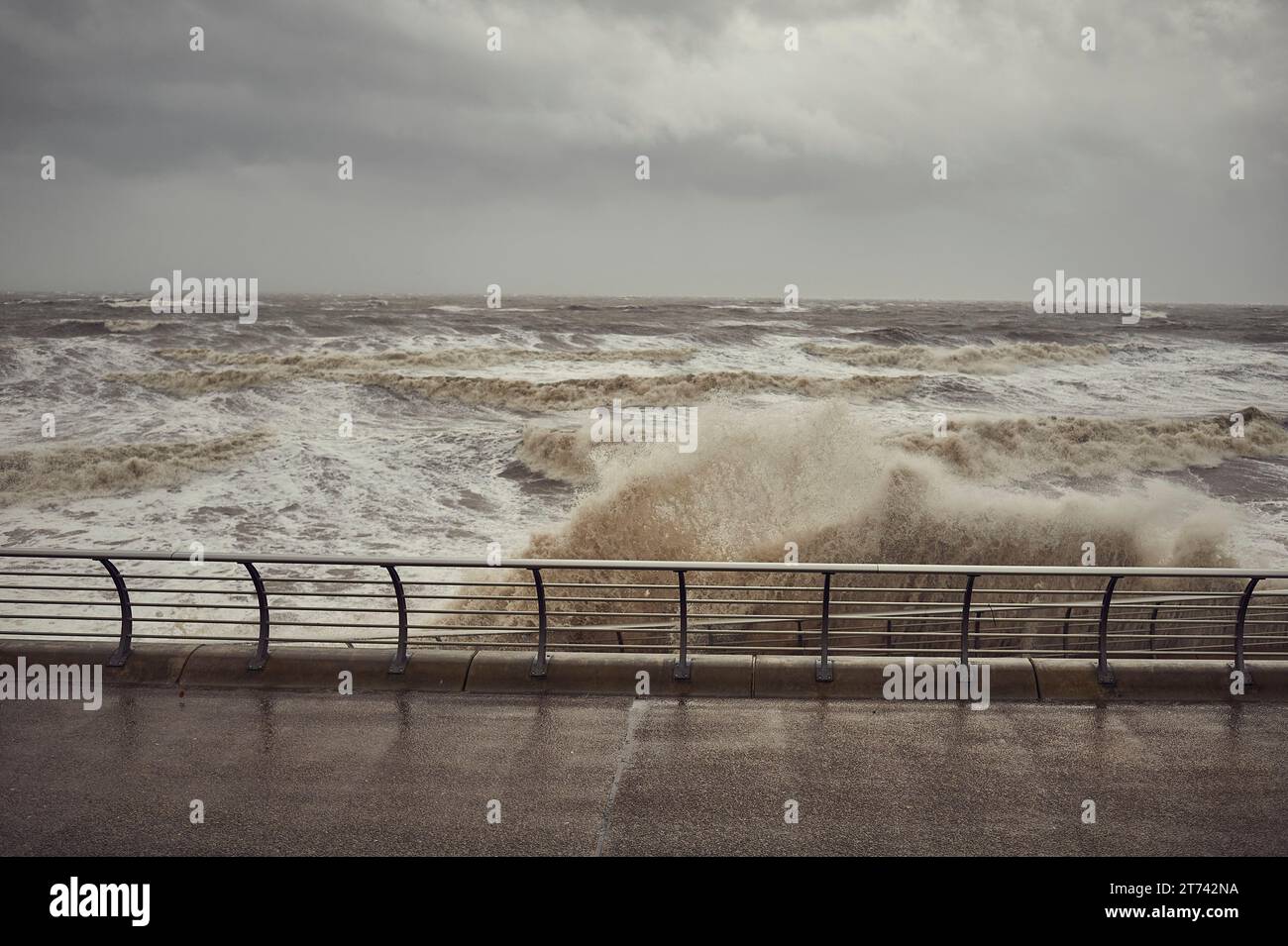 Storm Debi blowing in Blackpool in November 2023 Stock Photo - Alamy