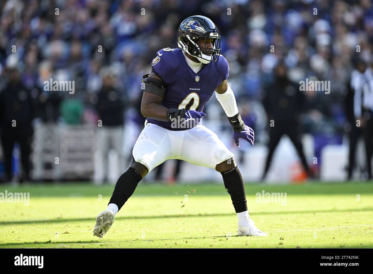 Baltimore Ravens linebacker Roquan Smith (0) in action during the first ...