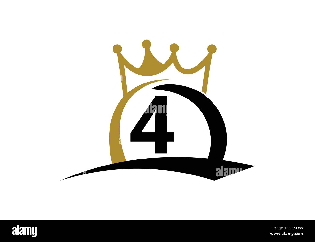 Letter 4 King Crown Logo Design Vector Template Stock Vector Image ...