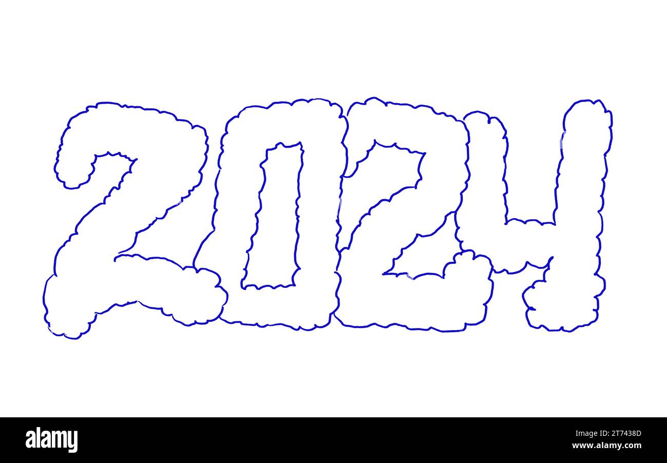 New year 2024 text. Handwritten lettering for holiday postcards, banner ...