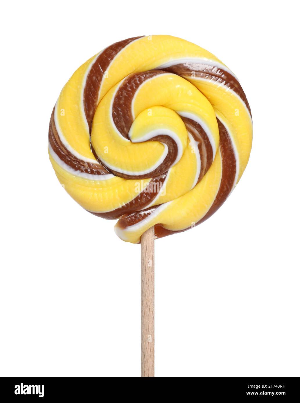 Stick with colorful lollipop swirl isolated on white Stock Photo - Alamy