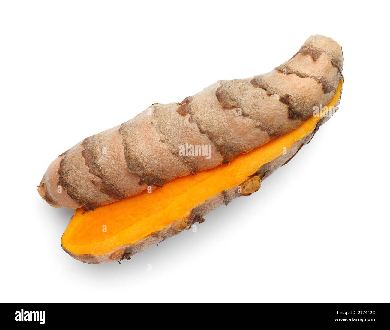 Fresh cut turmeric root isolated on white Stock Photo - Alamy