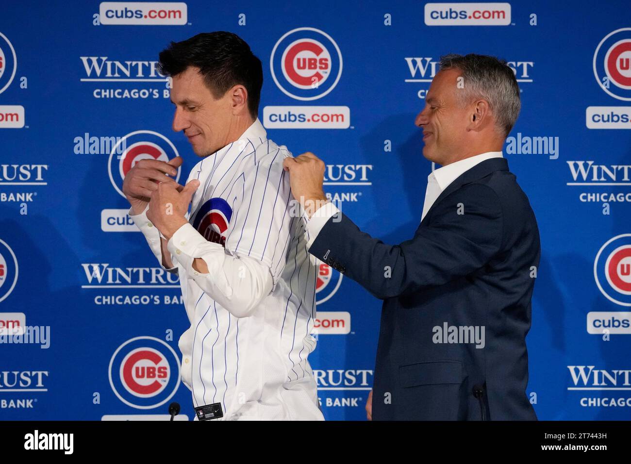 Chicago Cubs president of baseball operations Jed Hoyer, right ...
