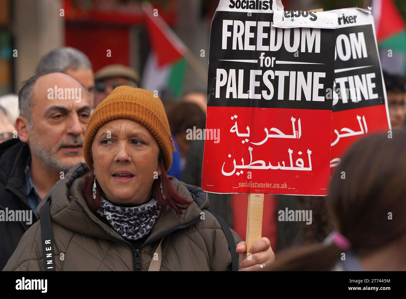 White female protestor at the Pro Palestine March in Cardiff City ...
