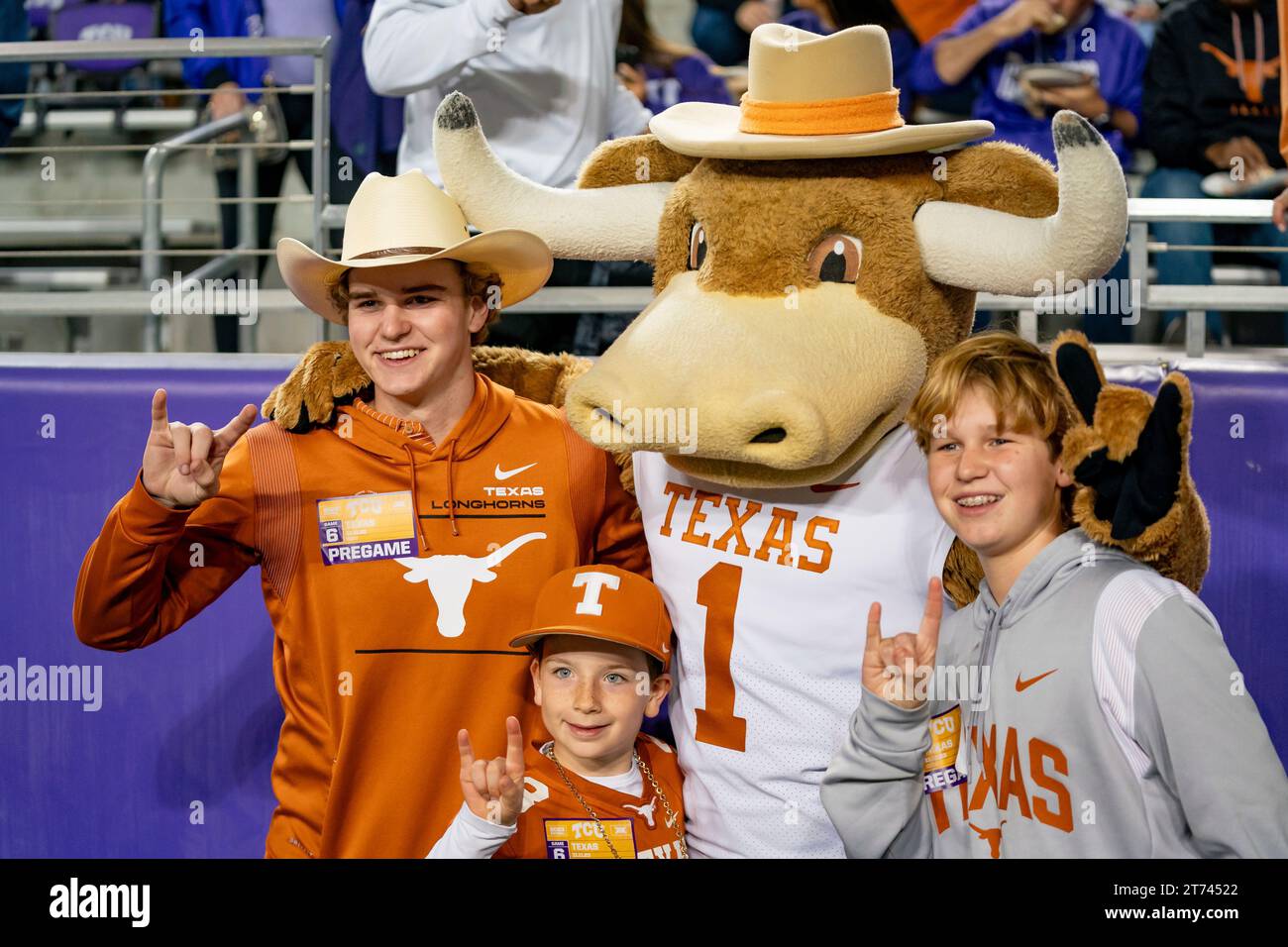 FORT WORTH, TX - NOVEMBER 11: Texas Longhorns fans take a photo with ...
