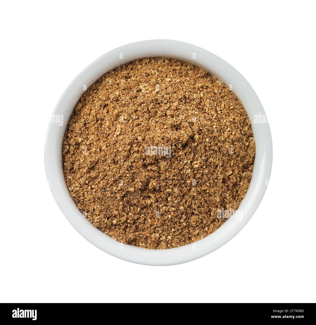 Bowl of aromatic caraway (Persian cumin) powder isolated on white, top ...