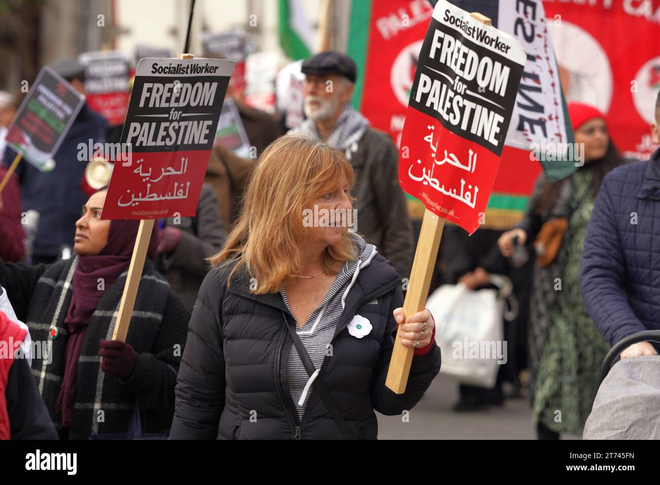 White female protestor at the Pro Palestine March in Cardiff City ...