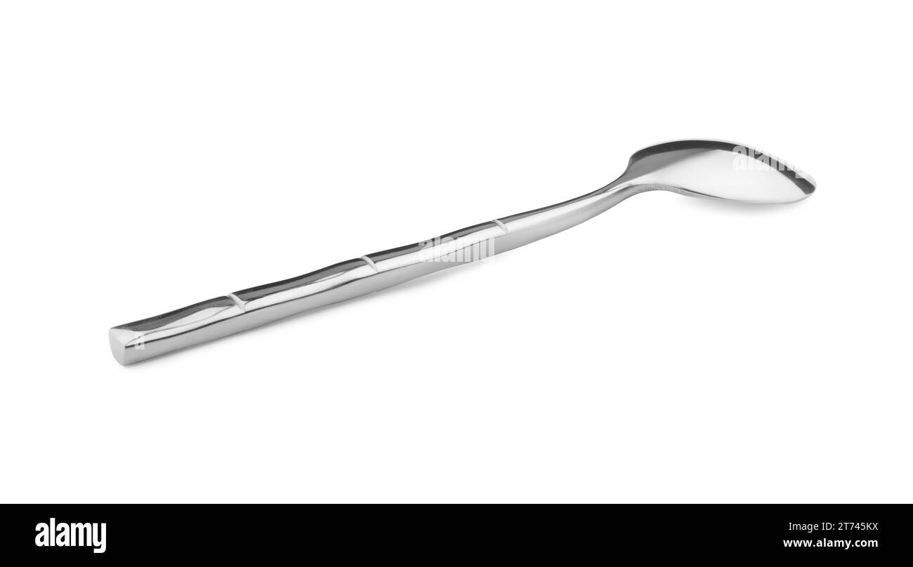 One new shiny spoon isolated on white Stock Photo - Alamy
