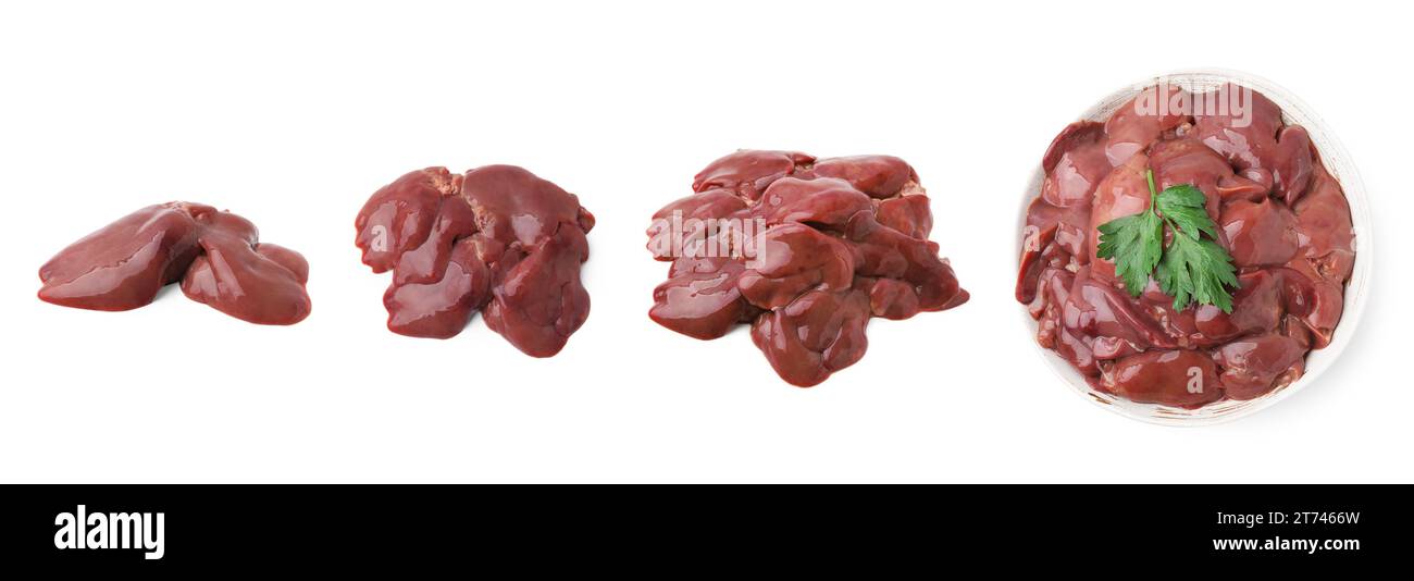 Fresh raw chicken liver isolated on white, collection Stock Photo - Alamy