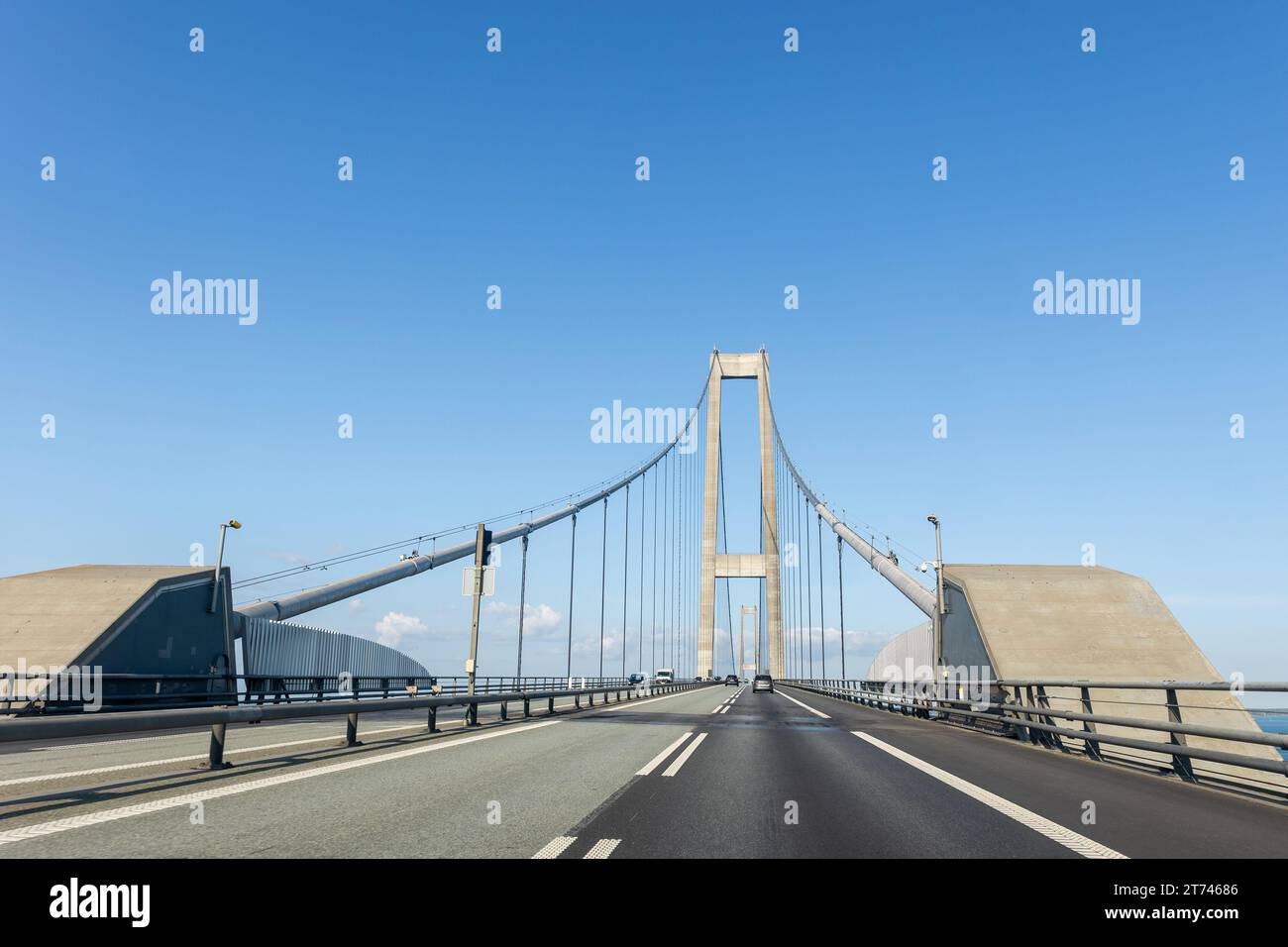 Great Belt or East Bridge Storebaelt from Sealand Funen danish island ...