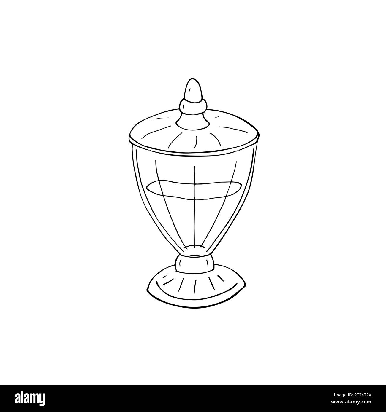 Hand drawn vintage glass urn. Urn with a beverage. Isolated vector ...