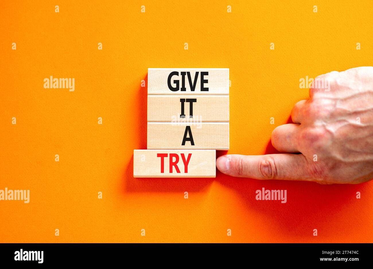 Give it a try symbol. Concept word Give it a try on beautiful wooden ...