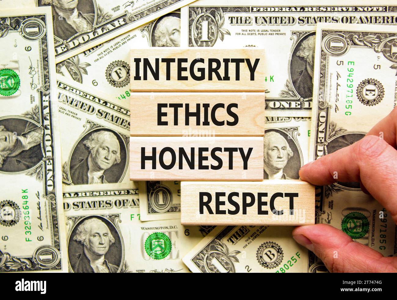 Integrity ethics honesty respect symbol. Concept word Integrity Ethics Honesty Respect on block ...