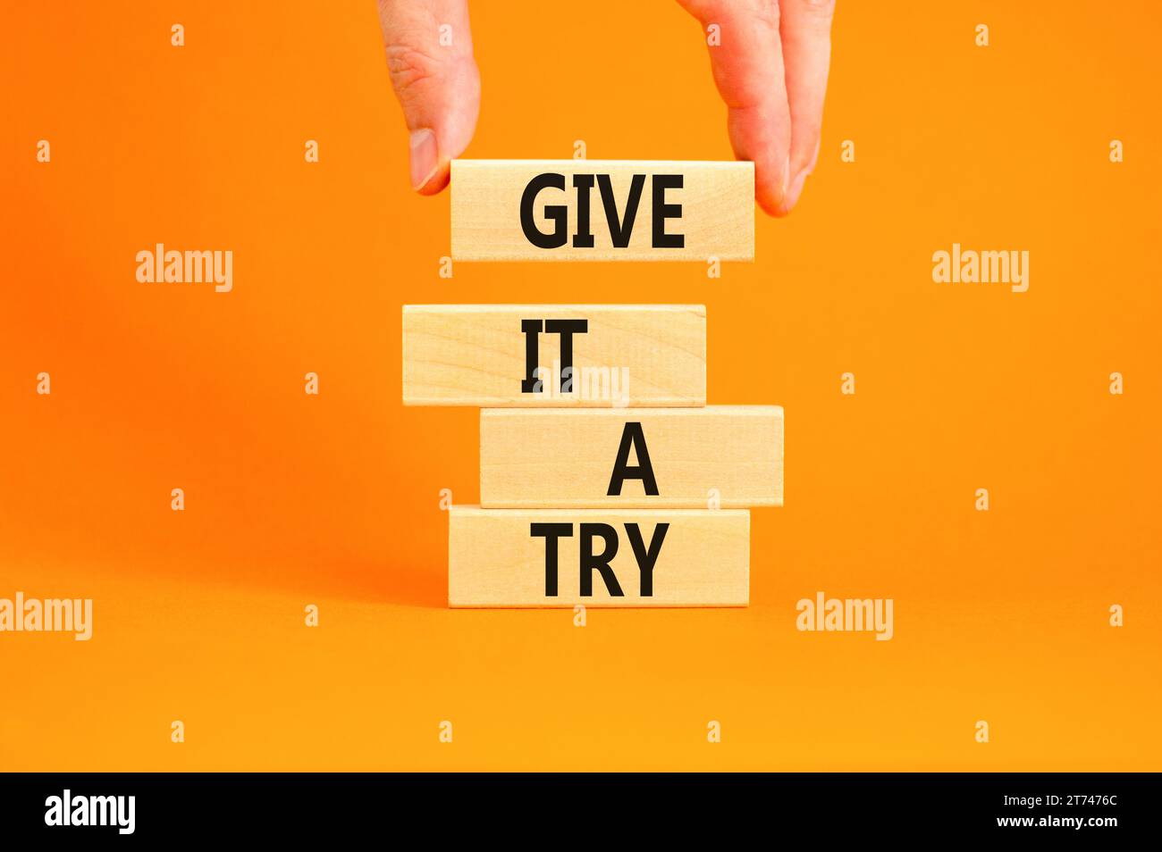 Give it a try symbol. Concept word Give it a try on beautiful wooden ...
