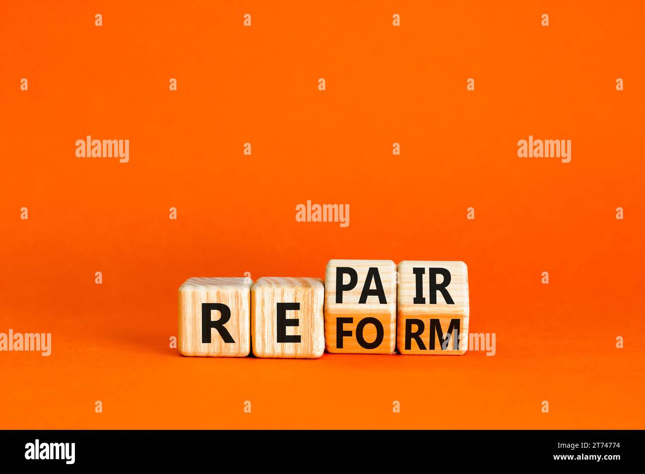 Reform and repair symbol. Concept words Reform Repair on wooden block ...