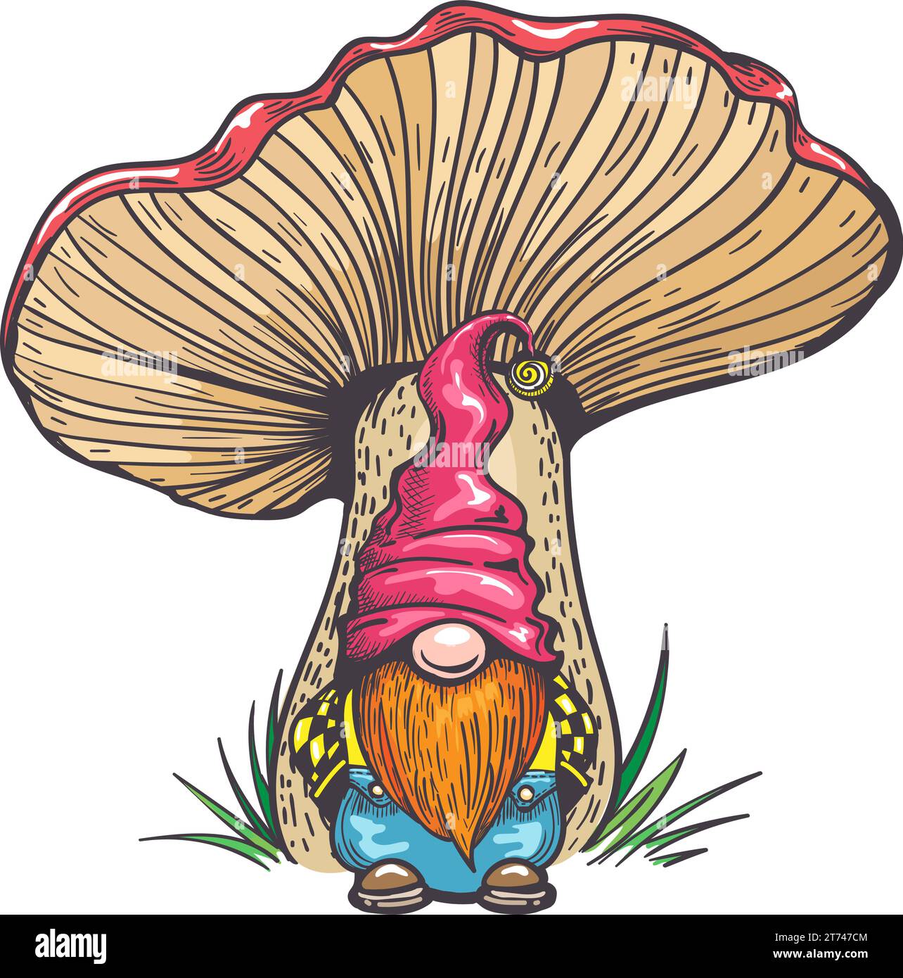 Dwarf under big mushroom Stock Vector Image & Art - Alamy