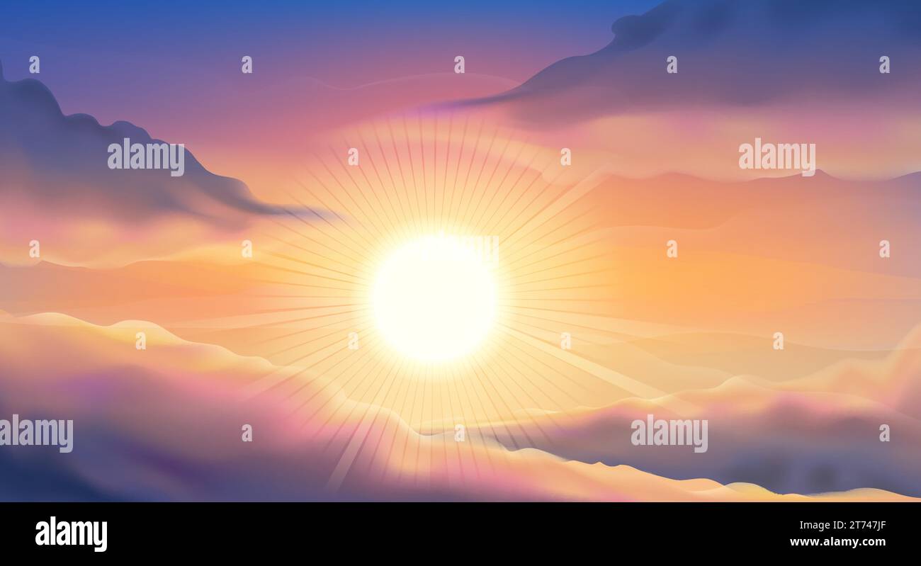 Beautiful view sunset cloudy Stock Vector Images - Alamy