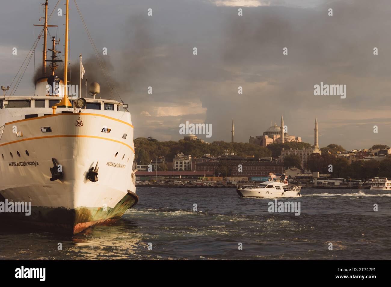 Istanbul's famous ferries and cityscape of Istanbul. Istanbul Turkiye ...