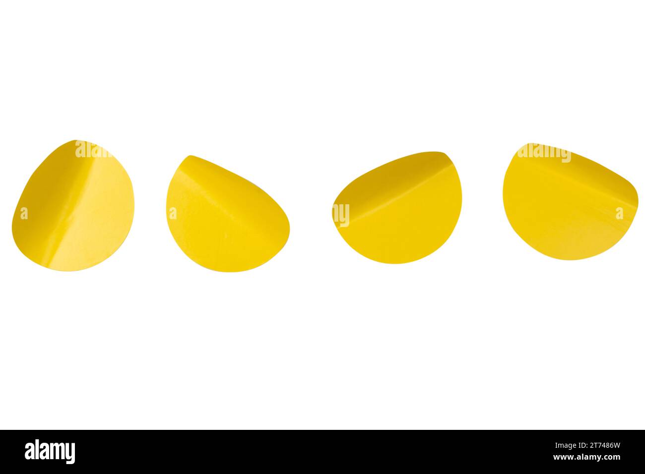 Round yellow stickers, blank tags labels isolated on a white background ...