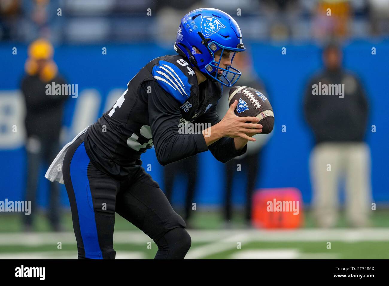 Georgia State place kicker Kade Loggins (94) gets ready to punt the ...