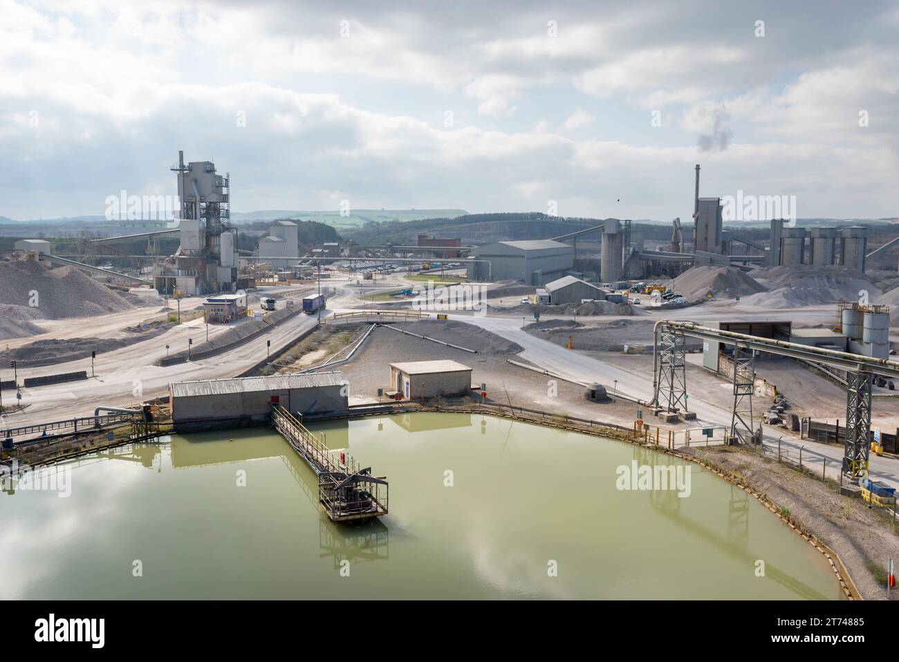 Tunstead Quarry near Buxton, Derbyshire, England. A lime and cement ...