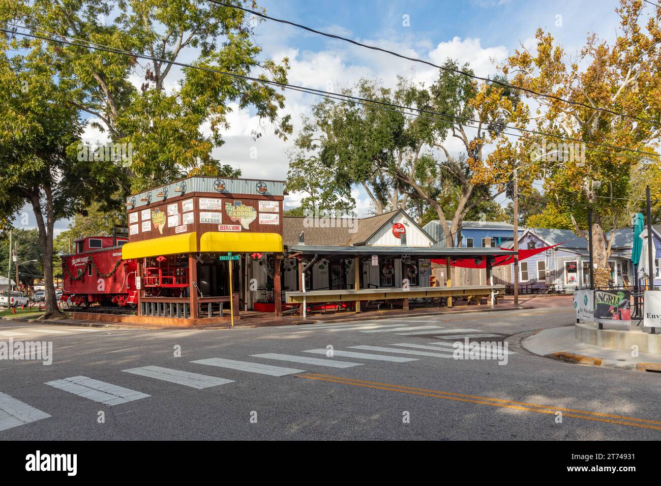 Spring, USA - November 9, 2023: Historic vintage building, street at ...
