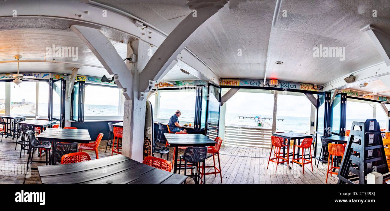 Galveston, USA - November 9, 2023: inside view of a pier restaurant and ...