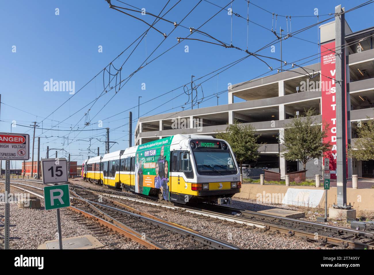 Dallas, USA - November 7, 2023: Dallas Area Rapid Transit company runs ...