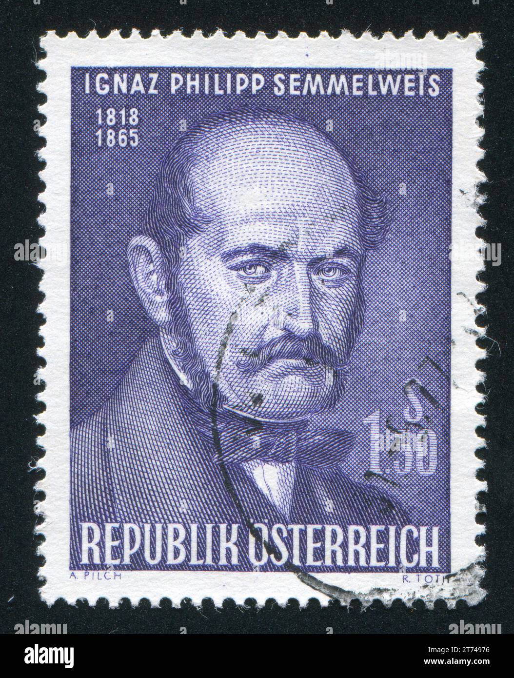 AUSTRIA - CIRCA 1965: stamp printed by Austria, shows Dr. Ignaz Philipp ...