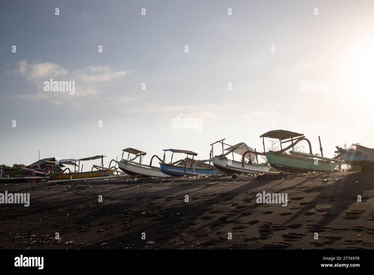 Traditional kites in the sky. Beautiful tropical landscape in Bali ...