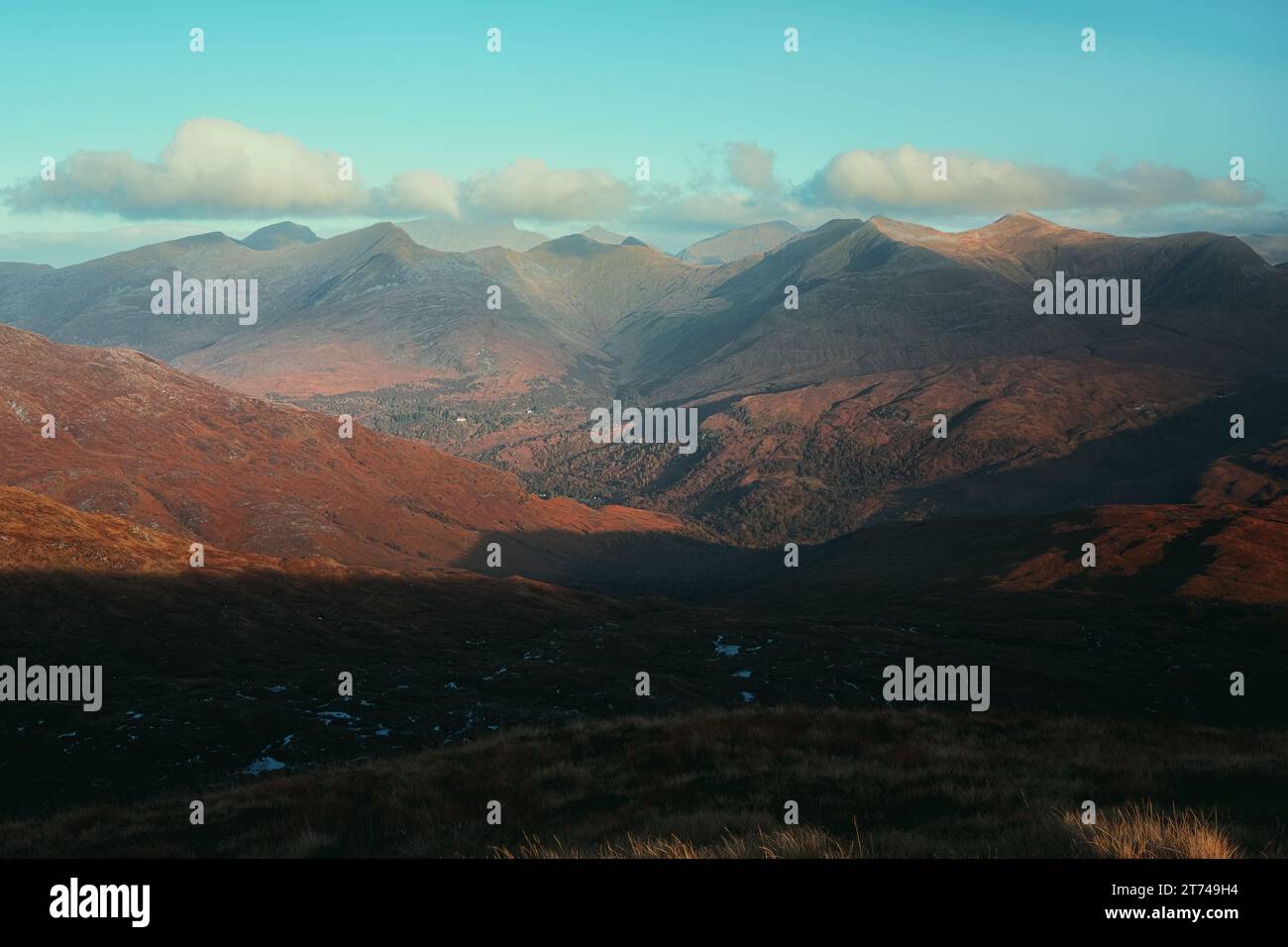 Magnificent landscape of mountain peaks at sunset. View from The Devils ...