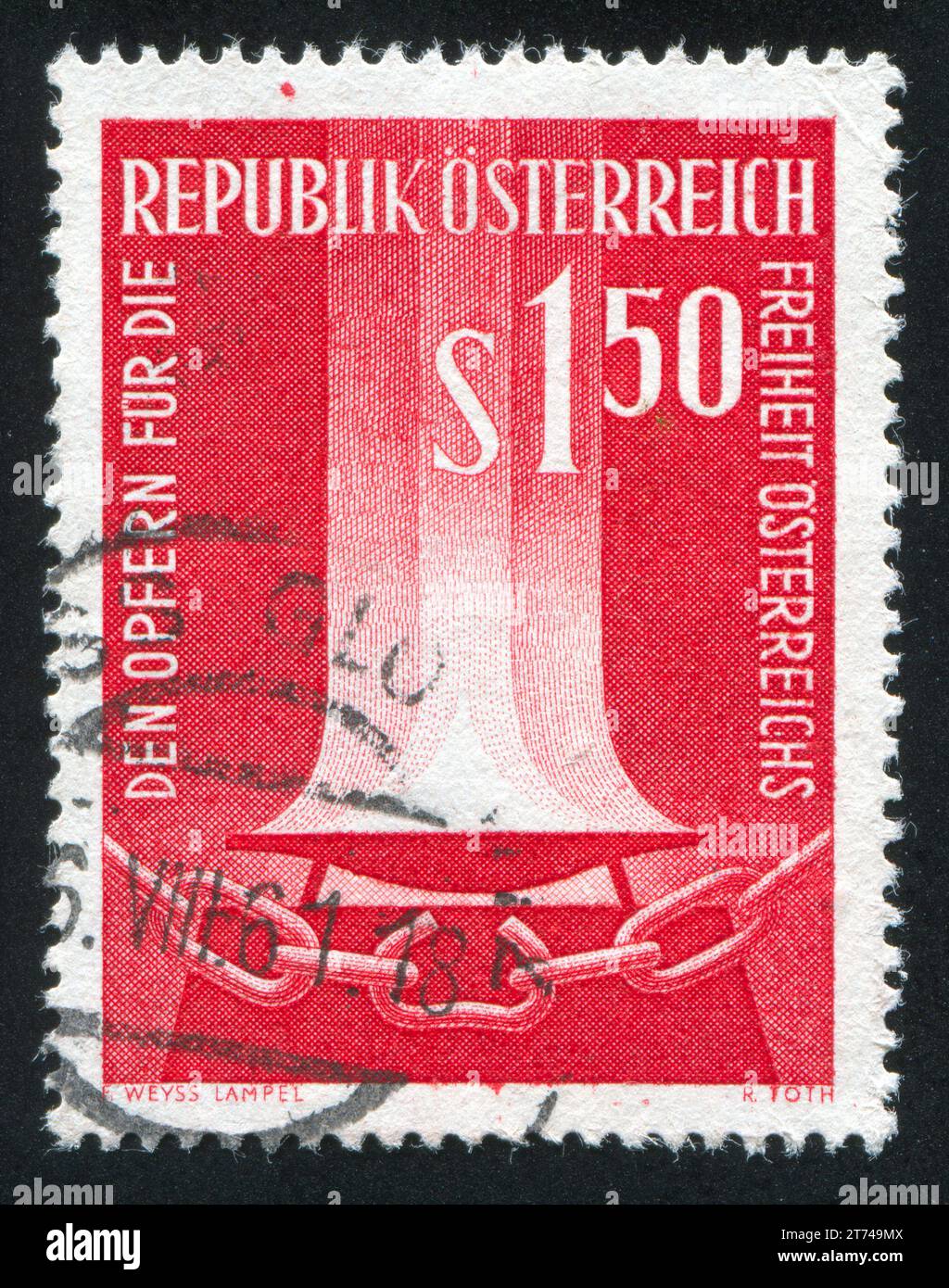 AUSTRIA - CIRCA 1961: stamp printed by Austria, shows Flame and broken ...