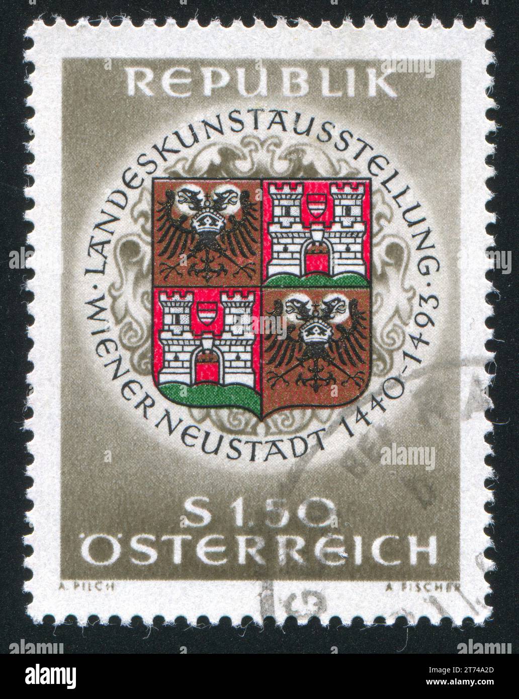 AUSTRIA - CIRCA 1966: stamp printed by Austria, shows Wiener Neustadt ...