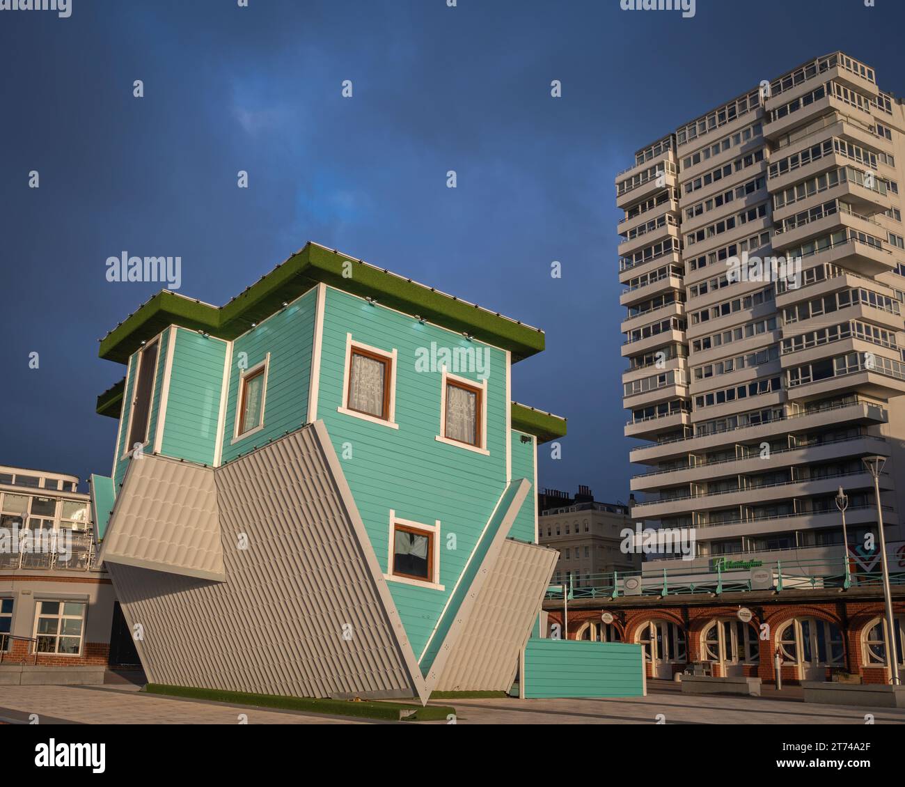 The topsy-turvy upside-down house on the seafront in Brighton, Sussex ...