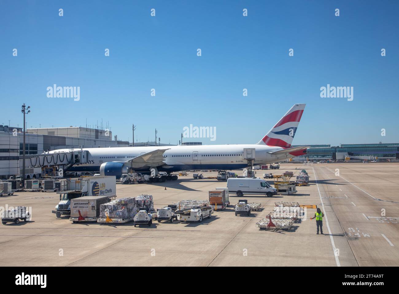 Houston, USA - October 20, 2023: British airways aircraft 777 at the ...