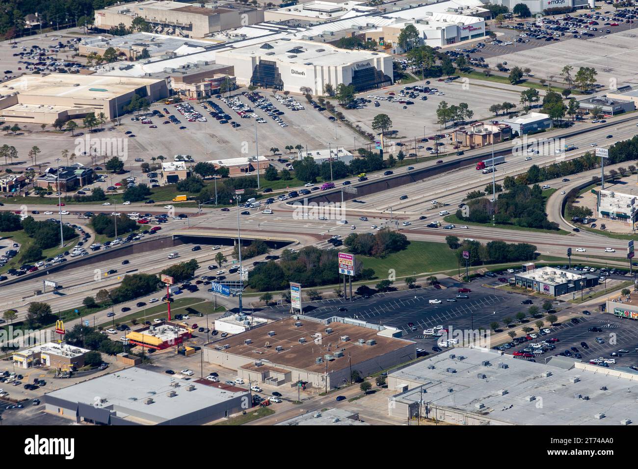 Houston, USA - October 20, 2023: scenic aerial of urban landscape with ...