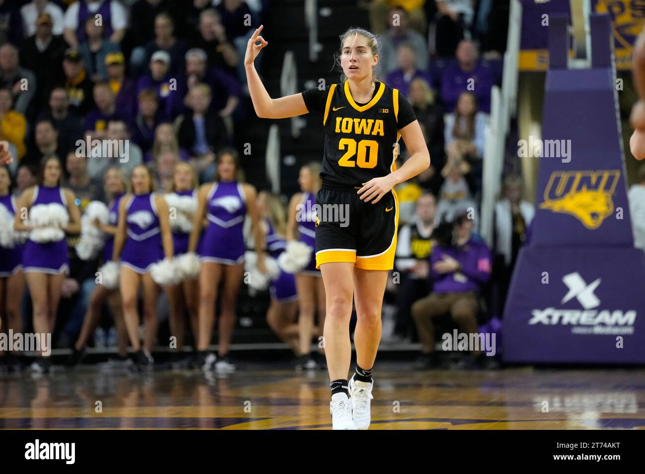 Iowa guard Kate Martin (20) celebrates during the second half of an ...