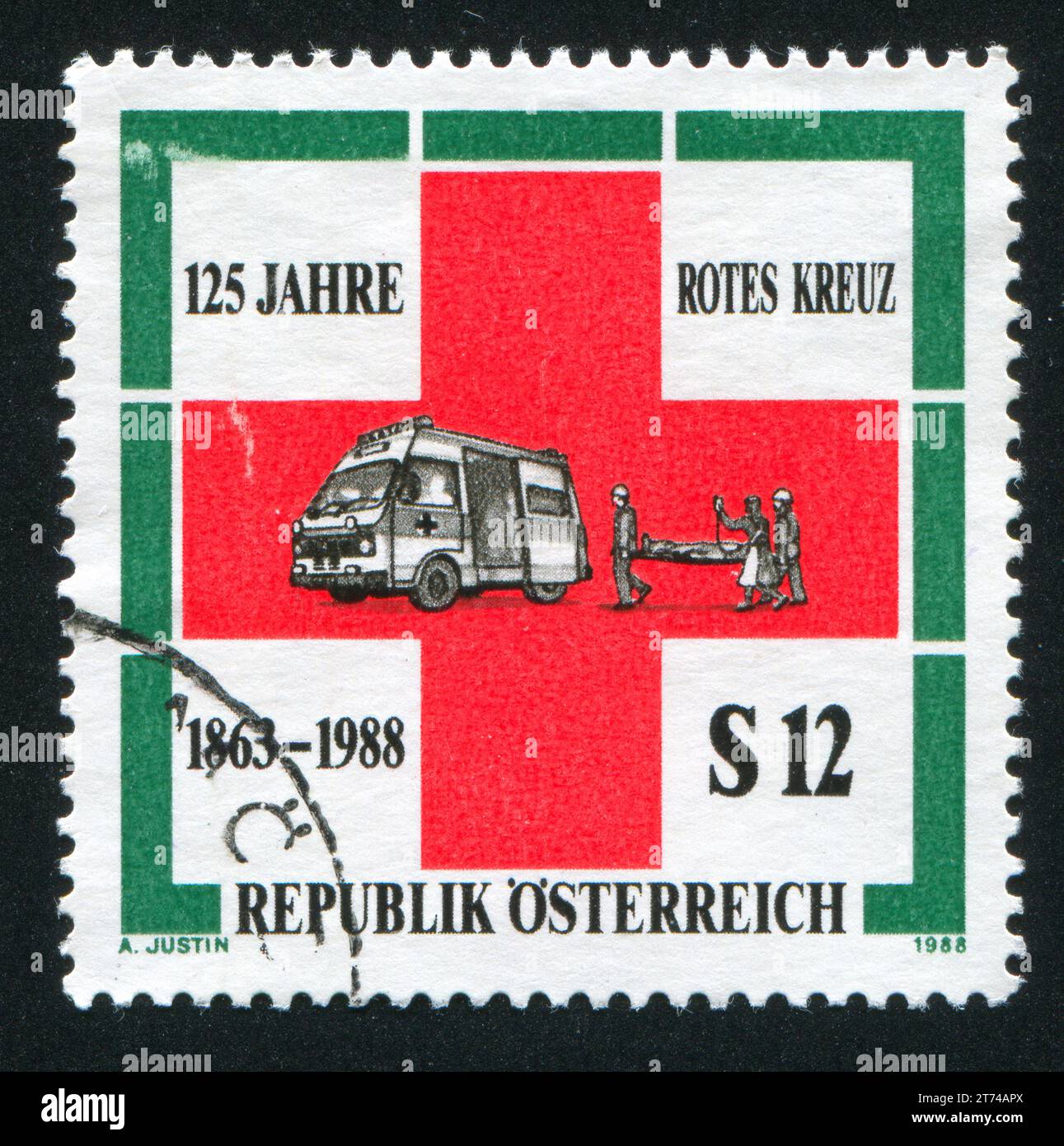 AUSTRIA - CIRCA 1988: stamp printed by Austria, shows Red cross, circa ...