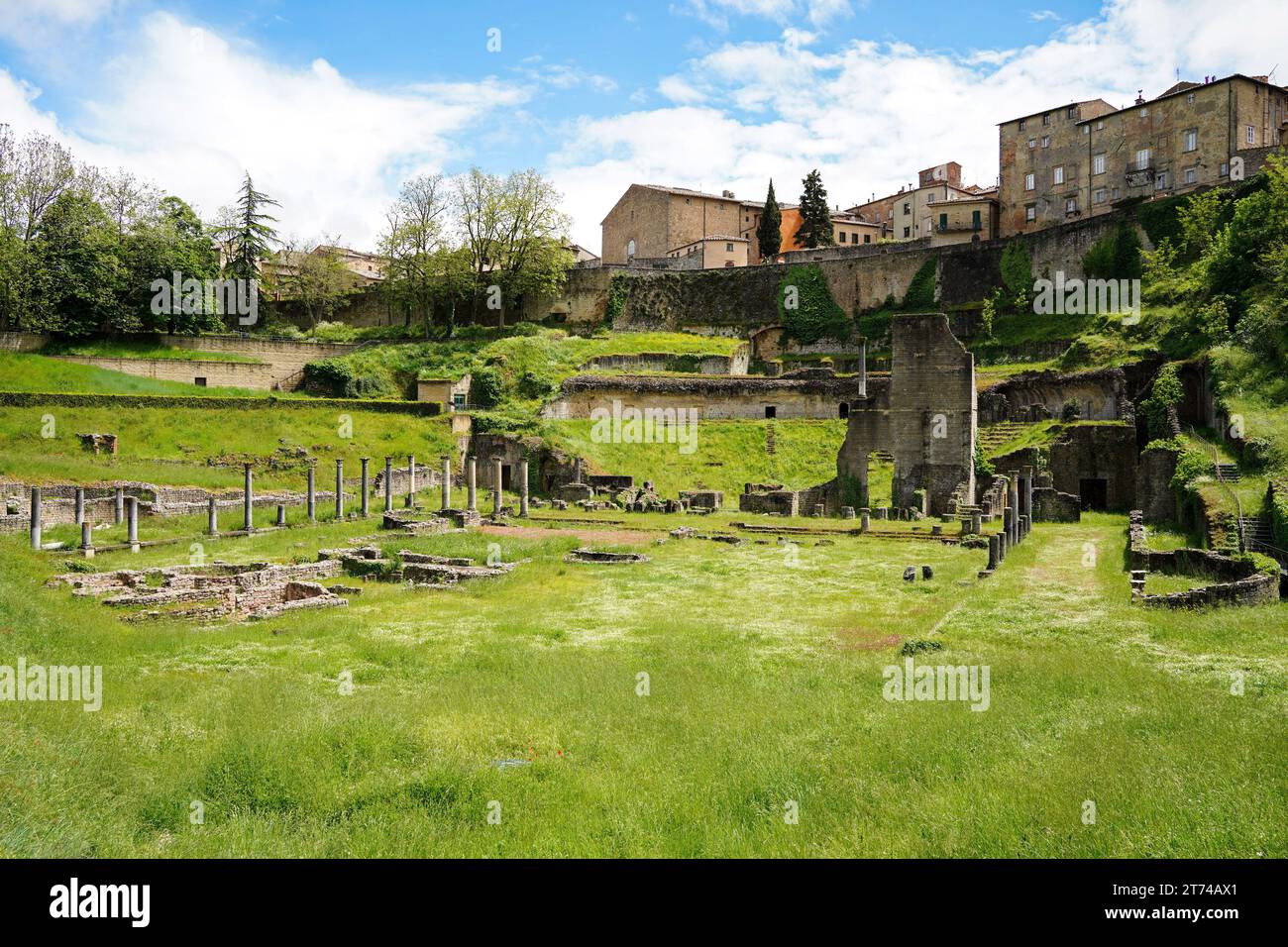 Ruins of the ancient Roman Theatre and Etruscan Acropolis in Voltera ...