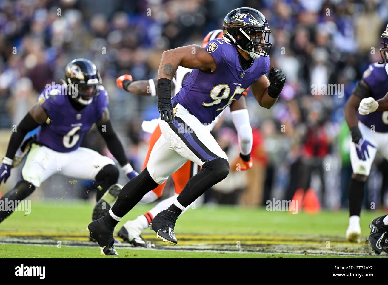 Baltimore Ravens linebacker Tavius Robinson (95) in action during the ...