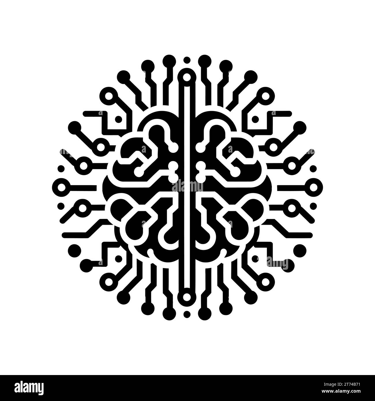 digital brain icon made with circuit board drawing symbolizing artificial intelligence or ...