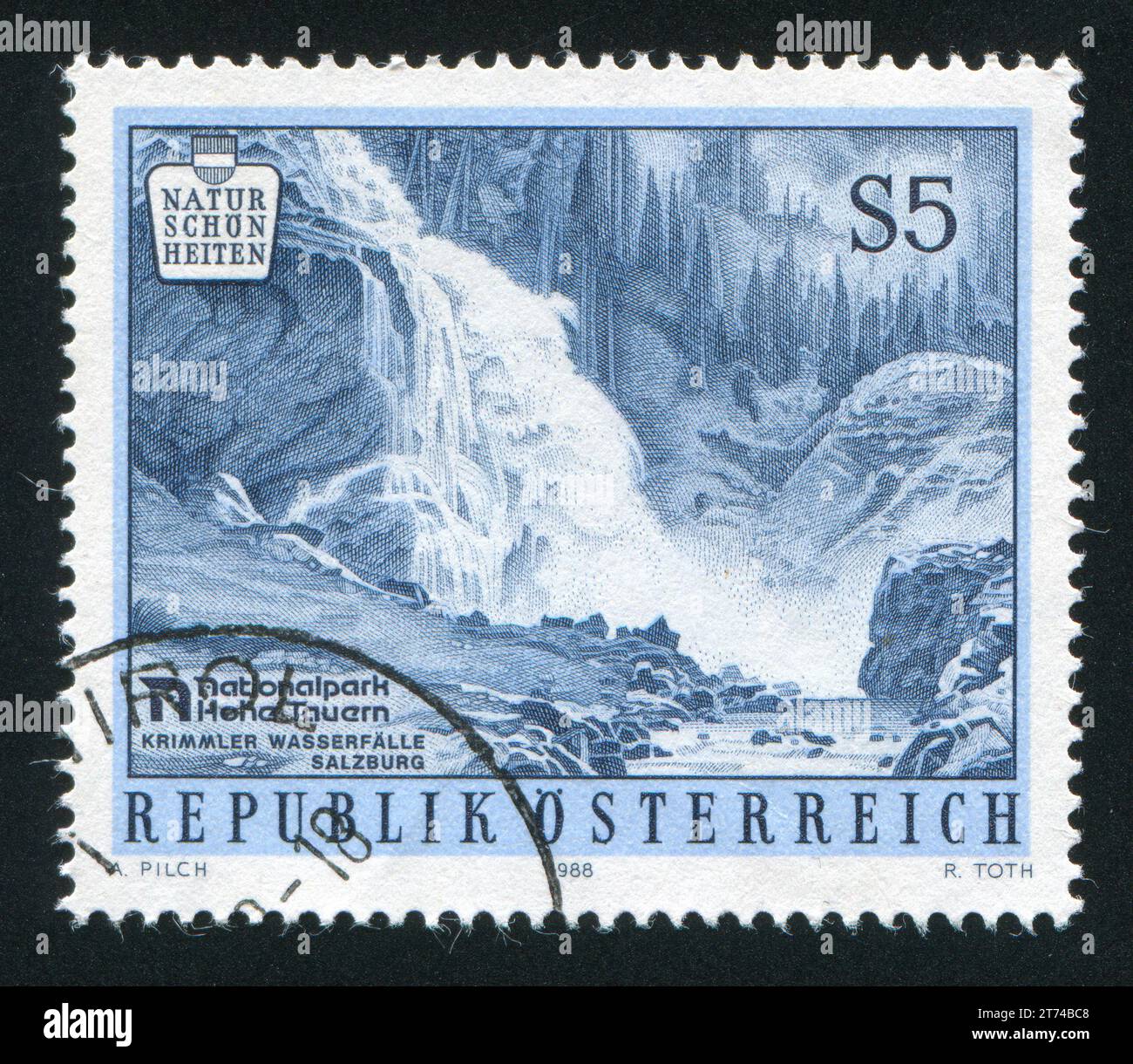 AUSTRIA - CIRCA 1988: stamp printed by Austria, shows waterfall, circa ...