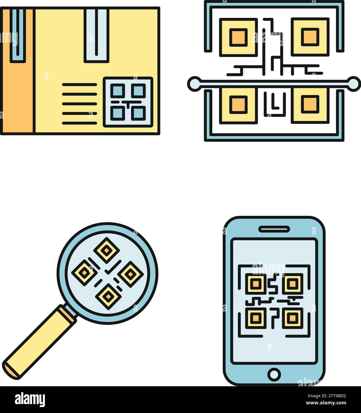 Qr Code Element Icons Set Outline Set Of Qr Code Element Vector Icons